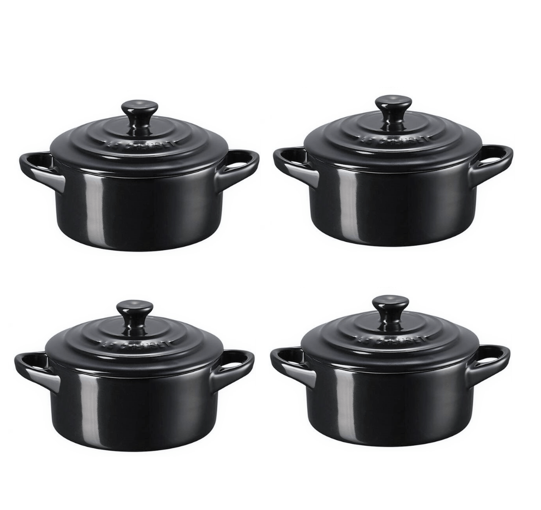 KIT CONJUNTO 4 MINI COCOTTE LE CREUSET 250ML 10CM SHINY BLACK