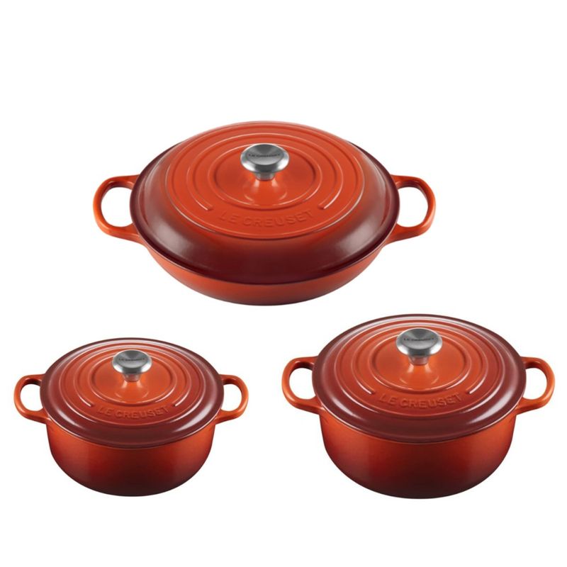 KIT-LE-CREUSET-DE-3-PANELAs-1-CACAROLA-BUFFET-30CM-E-2-PANELAS-REDONDAS ...